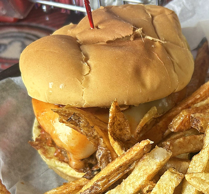 The pizza burger doesn't make you choose between two perfect foods. It's the diplomatic solution to the eternal "pizza or burger" debate.