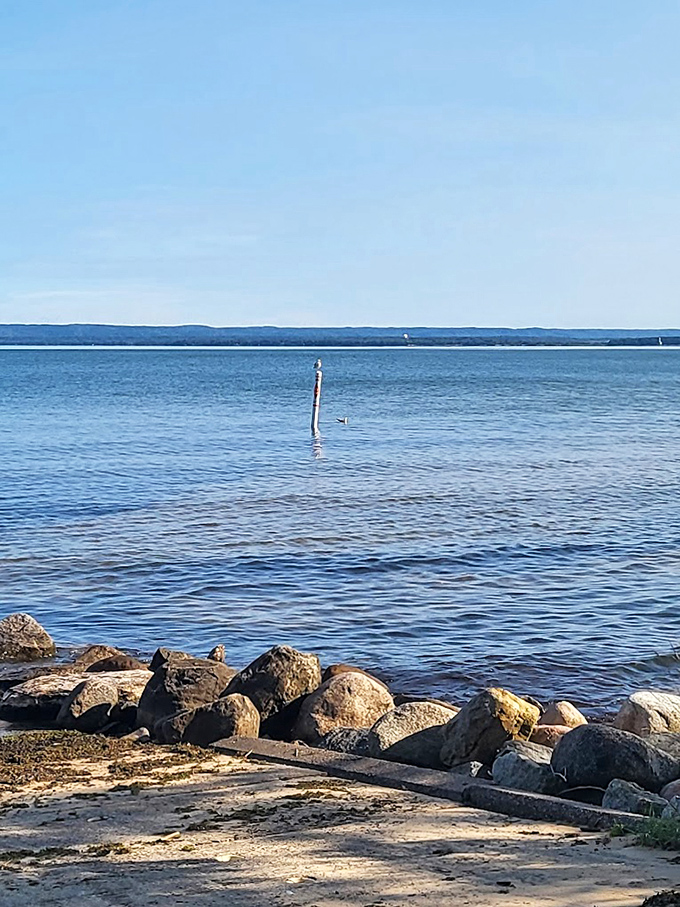 Superior's crystal waters meet Brimley's rocky edge &ndash; a geological handshake millions of years in the making.