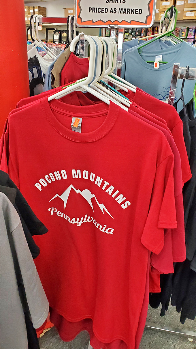 Pocono pride on display! Regional t-shirts that let you take home mountain memories without the mountain-sized price tag.