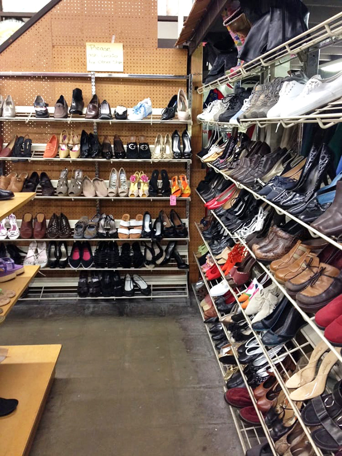 The shoe section rivals Imelda Marcos' closet, with every style from practical to preposterous waiting for their Cinderella moment.