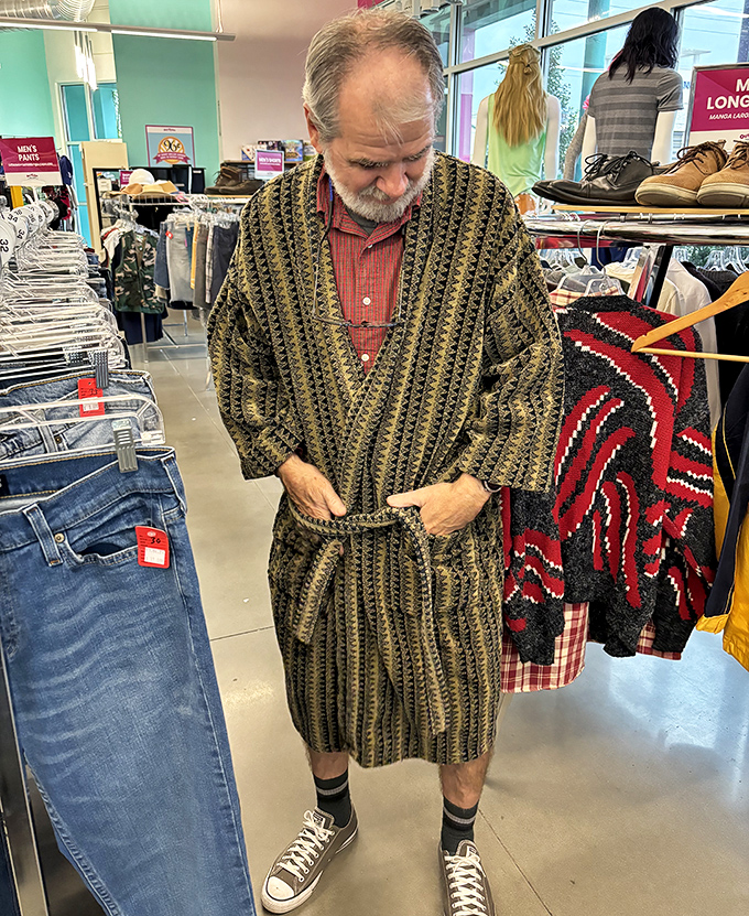 When you find that perfect vintage robe that transforms you from "just woke up" to "sophisticated lounger" in seconds flat.