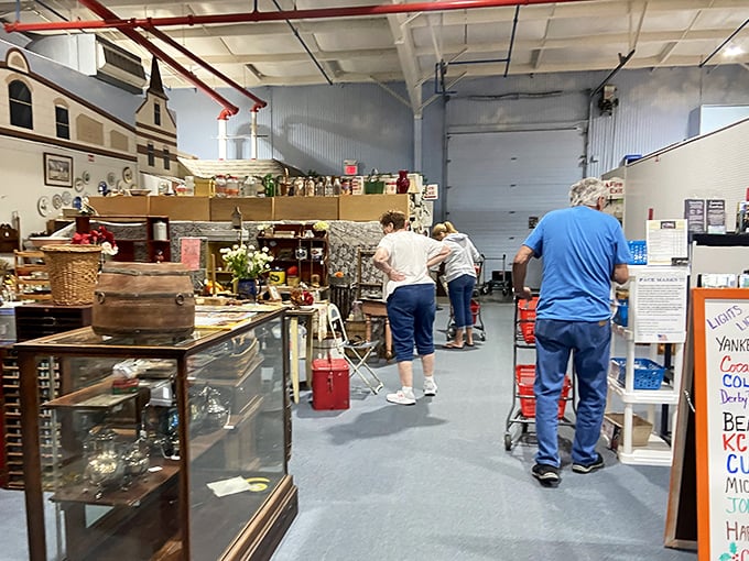 The thrill of the hunt brings shoppers down aisles filled with yesterday's treasures. Every turn offers a new potential discovery.