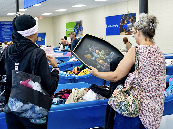 The thrill of the hunt in action. These shoppers know that patience and a good eye are the secret weapons in the battle for bargain supremacy.