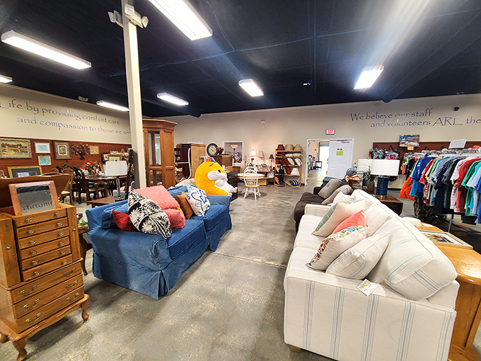 Living room vignettes that whisper "sit a spell" amid treasures that cost less than your morning coffee habit.
