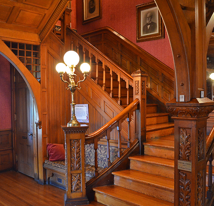 This staircase wasn't just built—it was choreographed. Each carved detail and polished banister invites you to make a grand entrance worthy of Downton Abbey.