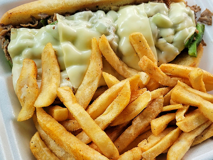 The Philly sandwich and fries combo isn't just lunch&mdash;it's therapy on a plate. That cheese pull could solve world conflicts.