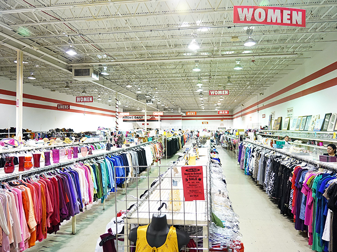 The women's section stretches toward the horizon like a technicolor road map to style reinvention.