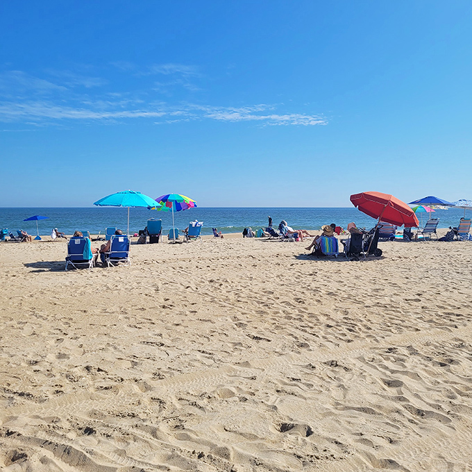 Beach real estate, Delaware-style. No reservations needed&mdash;just claim your patch of paradise under that impossibly blue sky.