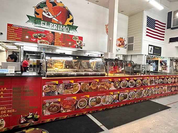El Primo's food counter brings vibrant Mexican flavors to fuel your treasure hunting. Because nothing complements vintage shopping like a taco break that makes your taste buds dance.