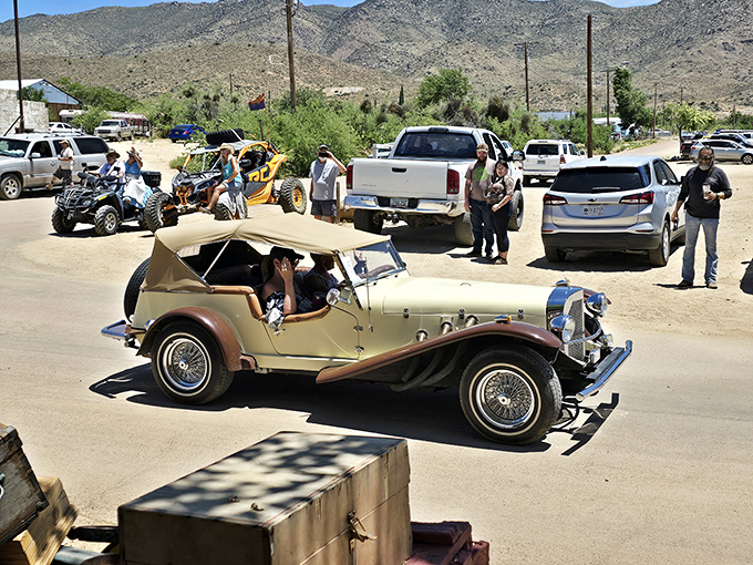 Classic cars and curious travelers converge in Chloride's dusty center &ndash; where every vehicle seems to tell a story as interesting as the town itself.