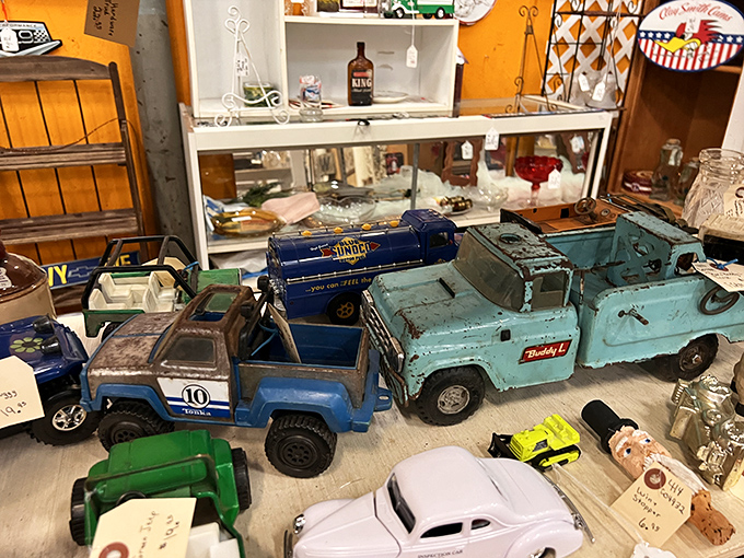 Tiny trucks with giant stories—each miniature vehicle carries the weight of some child's greatest adventures from decades past.