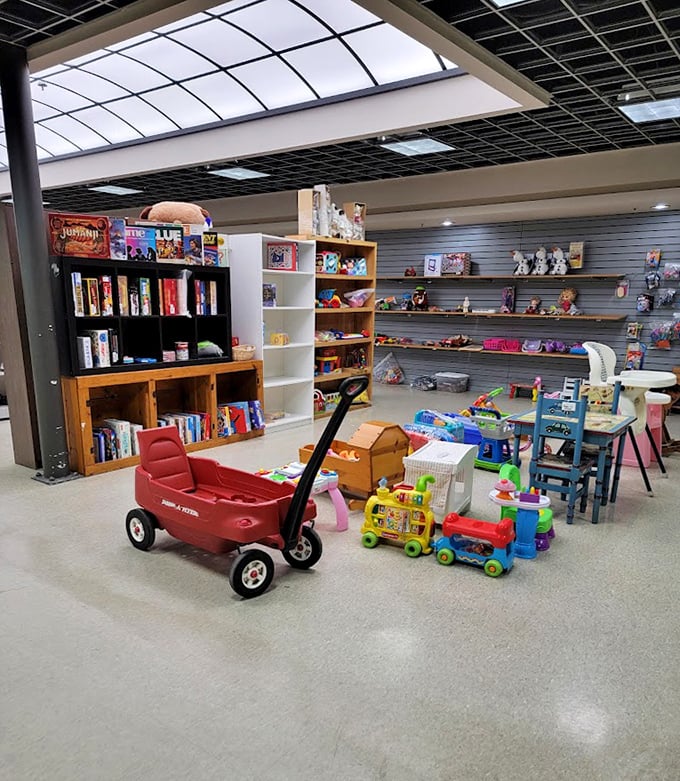 The toy section is where childhood memories are recycled and reborn, complete with the classic Radio Flyer wagon every Wisconsin kid remembers.