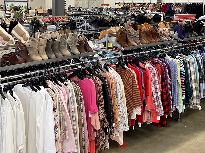 The footwear section resembles a timeline of fashion history. Those boots have stories to tell, and at these prices, they're ready for new adventures.