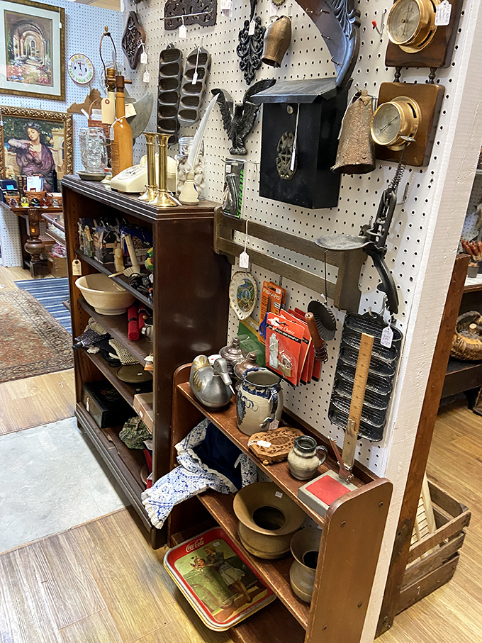 This pegboard wall is like a hardware store curated by a time traveler &ndash; tools whose purposes have been forgotten by most modern hands.