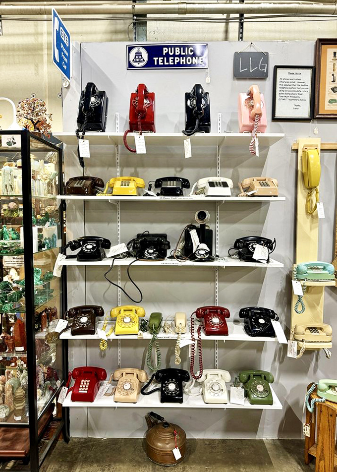 Remember when phones stayed home and conversations required actual commitment? This display celebrates simpler times.