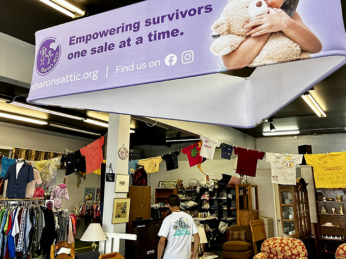 "Empowering survivors one sale at a time"—thrifting with purpose gives that vintage jacket an extra layer of warmth.