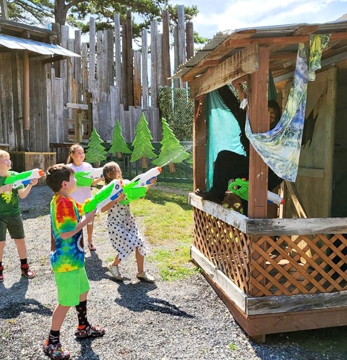 Young adventurers armed with water guns face off against hidden creatures &ndash; childhood imagination meets bizarre alternate history.