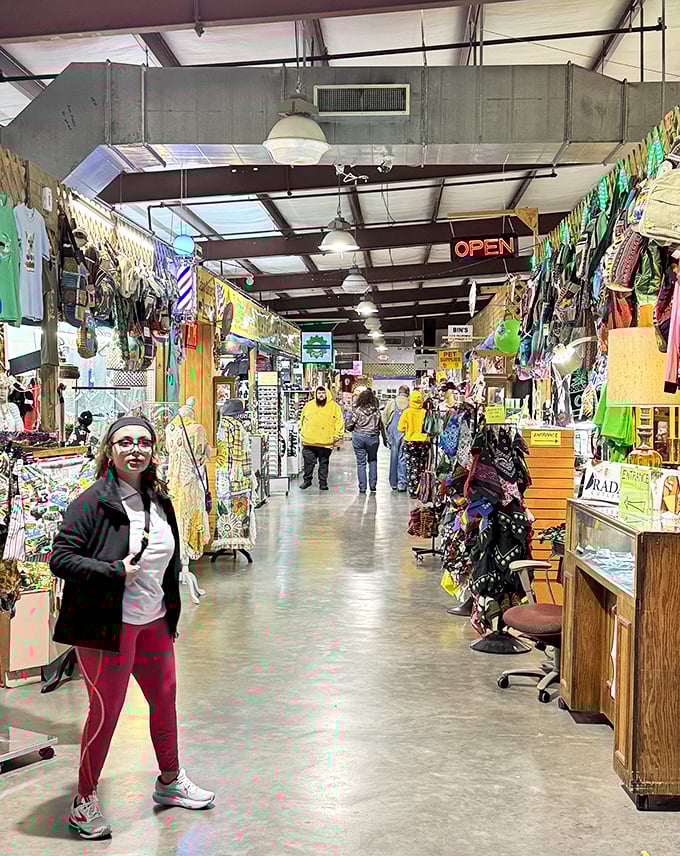 Shoppers navigate the indoor marketplace, where conversations with strangers over shared nostalgia are part of the experience.