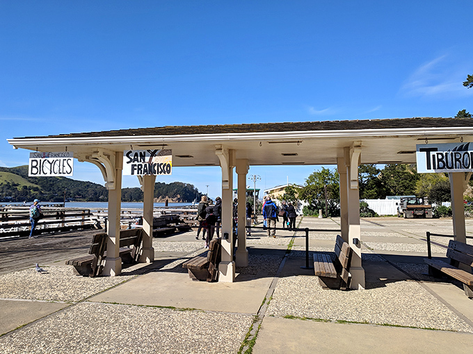 The charming ferry landing pavilion marks your arrival point &ndash; like an airport terminal, but with fresh air and without the baggage carousel drama.