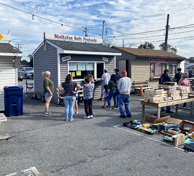 At Stoltzfus Soft Pretzels, the line forms early - because some Pennsylvania traditions are worth waiting for, especially when they're hand-twisted.