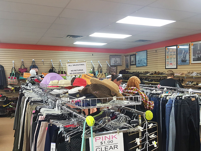 Serious shoppers navigate the racks with the focus of archaeologists, knowing the next great find could be hiding between ordinary items.