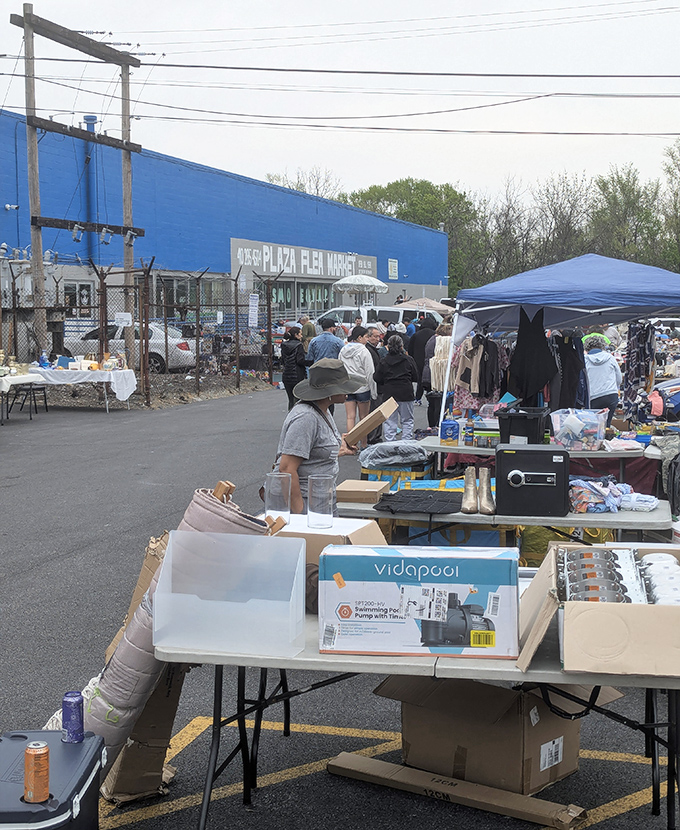 The blue exterior announces your arrival at bargain paradise, where outdoor vendors extend the hunting grounds beyond the building's walls.