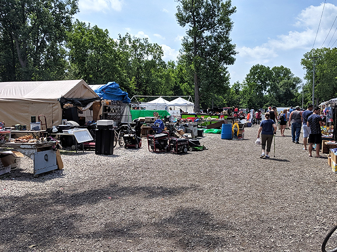 Three generations of bargain hunters navigate the market's winding paths. Even on cooler days, the thrill of the hunt keeps everyone warm.