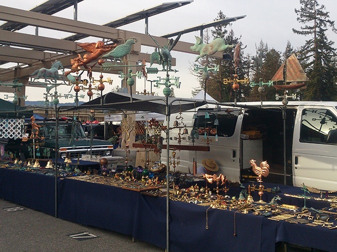 Whimsical weathervanes and wind chimes create a metallic menagerie, ready to transform suburban backyards into magical soundscapes of tinkling melodies.
