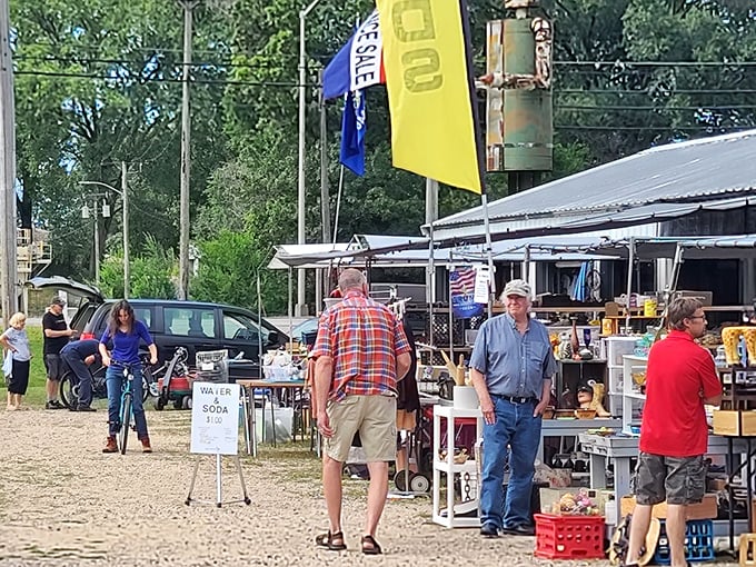 Rustic charm meets organized chaos as handcrafted items find their perfect display spots.