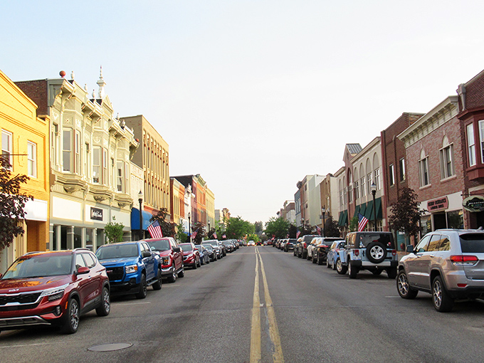 Adrian's Main Street beckons with timeless appeal, where college energy meets hometown warmth in perfect harmony.