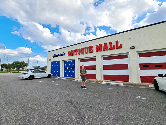 America's Antique Mall waves its patriotic colors like a beacon for treasure hunters seeking red, white, and blue.