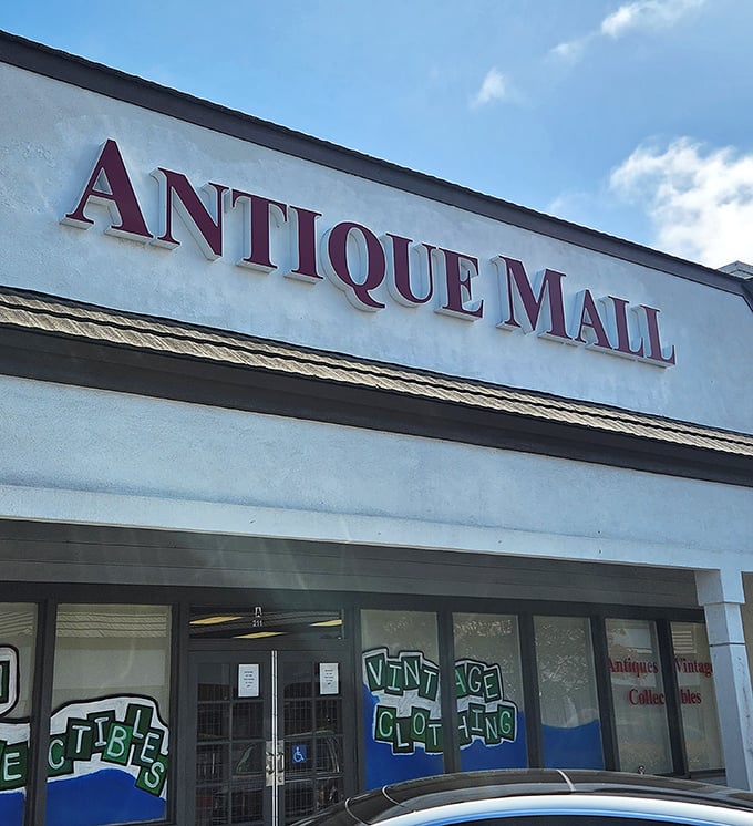 Don't let the simple white exterior fool you - this Encinitas Antique Mall holds galaxies of vintage treasures inside.