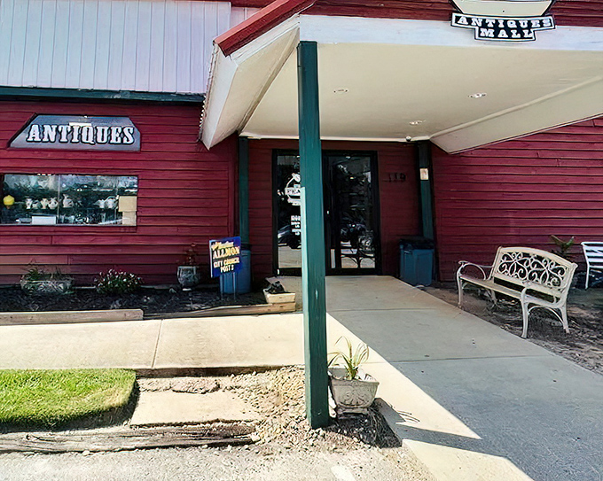 Big Peach Antiques Mall sits like a red barn full of surprises in Georgia's countryside landscape.