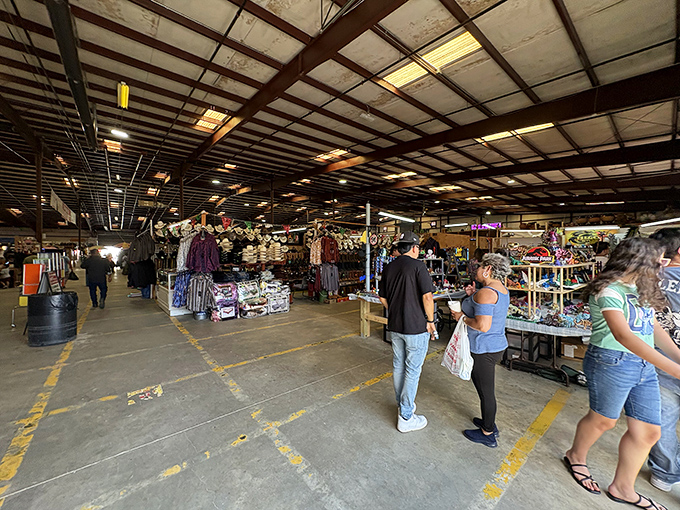 Inside Brightleaf Flea Market, endless rows of booths create a treasure hunter's paradise under one roof.