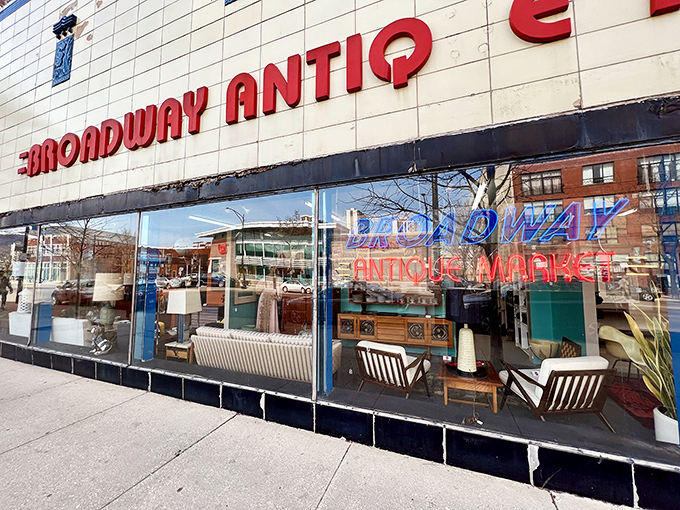 Broadway's antique scene gets serious with this sleek storefront that means business about vintage treasures.