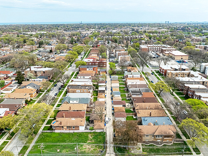 Calumet City's neat rows of homes create a pattern of affordable suburban living, just a short drive from Chicago's amenities.