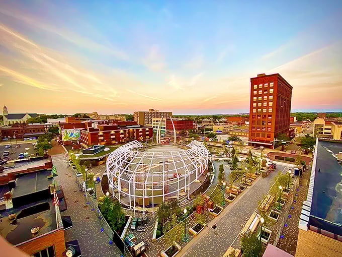 Canton's skyline stretches across a winter landscape, promising urban amenities with small-town prices.