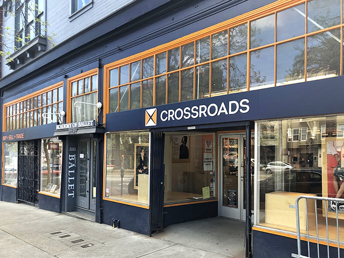 Crossroads Trading's sleek storefront proves that thrift shopping can feel as upscale as any boutique shopping experience.