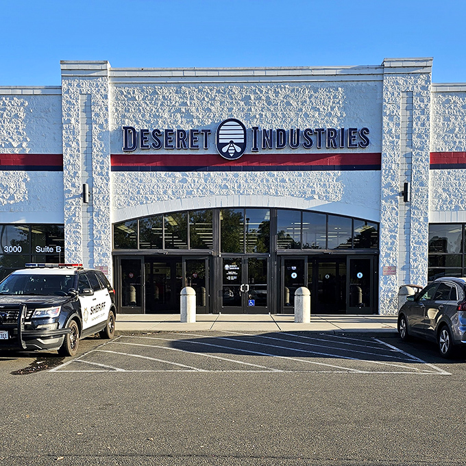 Deseret Industries brings department store vibes to the thrift world with this impressive stone-faced building and organized shopping experience.