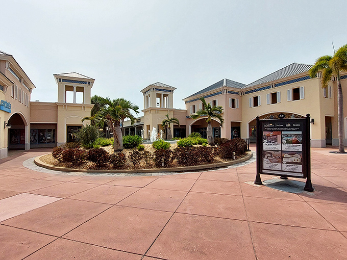 Clean lines and covered walkways – someone understood that Florida shoppers need shade between bargain victories.
