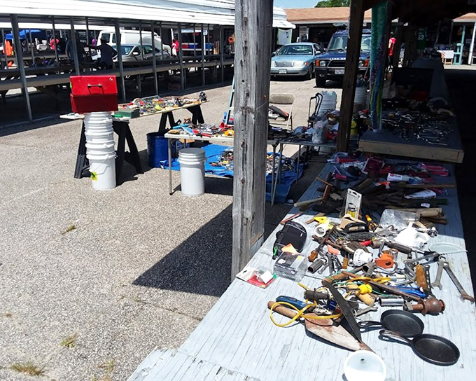 Covered outdoor stalls create the perfect blend of fresh air shopping and weather protection.