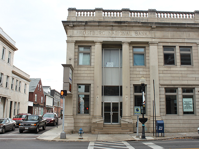 Frostburg's mountain main street - steep enough to slow you down, charming enough to keep you there.