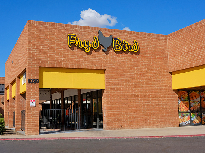 Fryd Bird's brick exterior whispers classic while the chicken inside screams "pay attention, this is important!"