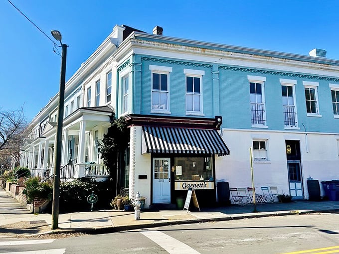 Garnett's turquoise building stands out like a jewel on Richmond's Park Avenue, beckoning hungry passersby inside.