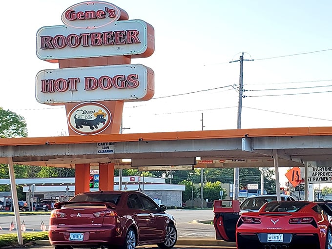 Gene's vintage sign stands tall against the Indiana sky, a beacon for root beer enthusiasts and hot dog aficionados since the Beatles were topping charts.