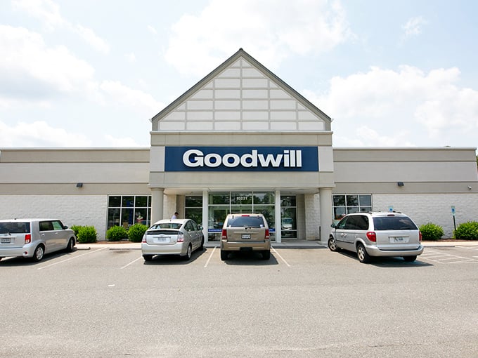 Goodwill's clean lines and welcoming entrance say "come in, your next favorite thing is waiting."