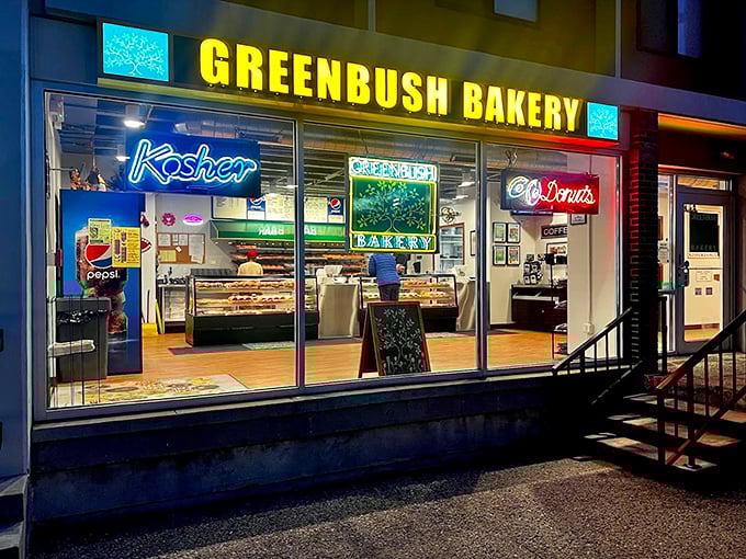 Through those gleaming windows lies a kosher bakery where tradition and innovation dance together in perfect harmony.