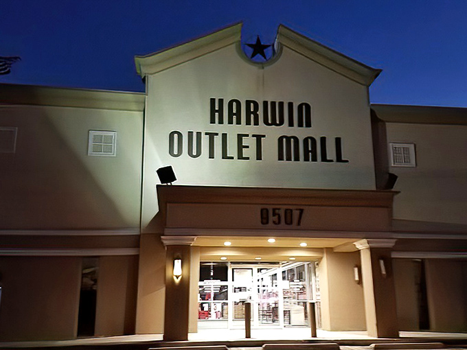 Harwin Outlet Mall's entrance promises adventures in international bargain hunting, where cultures and deals blend beautifully under one roof.
