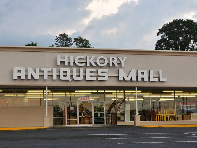 Bold lettering announces serious business here, where antique hunting feels more like a professional sport than casual browsing.