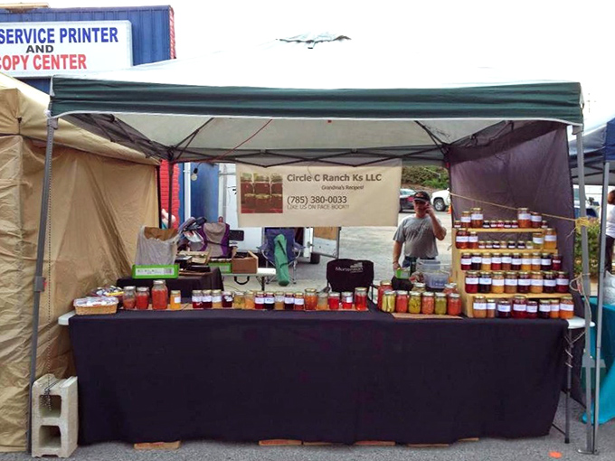 Homemade treasures await! This vendor's carefully arranged display showcases the handcrafted delights that make Hooterville a destination for food lovers and collectors alike.